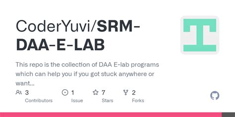 Github Coderyuvisrm Daa E Lab This Repo Is The Collection Of Daa E Lab Programs Which Can