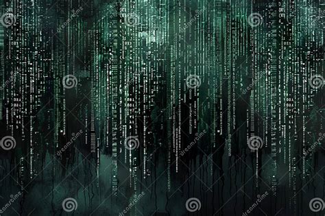 Generative Ai Illustration Digital Data Streams Flow Into Each Other Green Binary Code Series