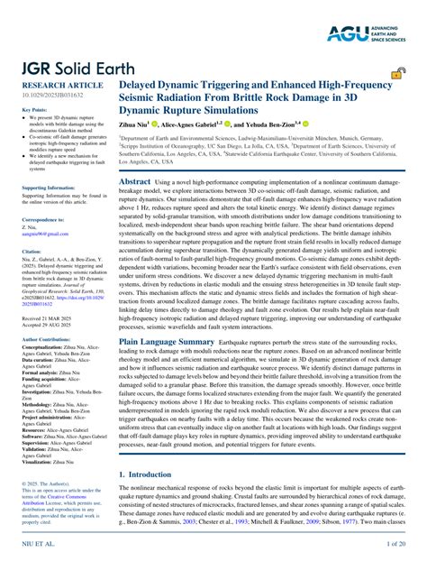 Pdf Delayed Dynamic Triggering And Enhanced High‐frequency Seismic Radiation From Brittle Rock