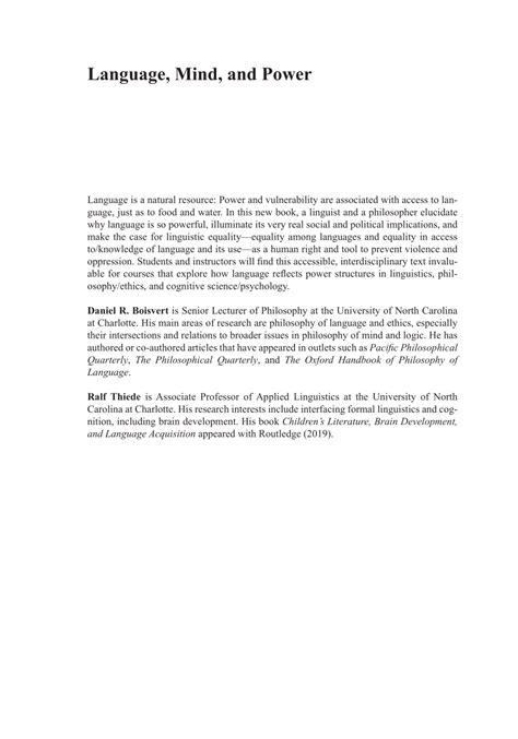 Pdf Language Mind And Power Why We Need Linguistic Equality