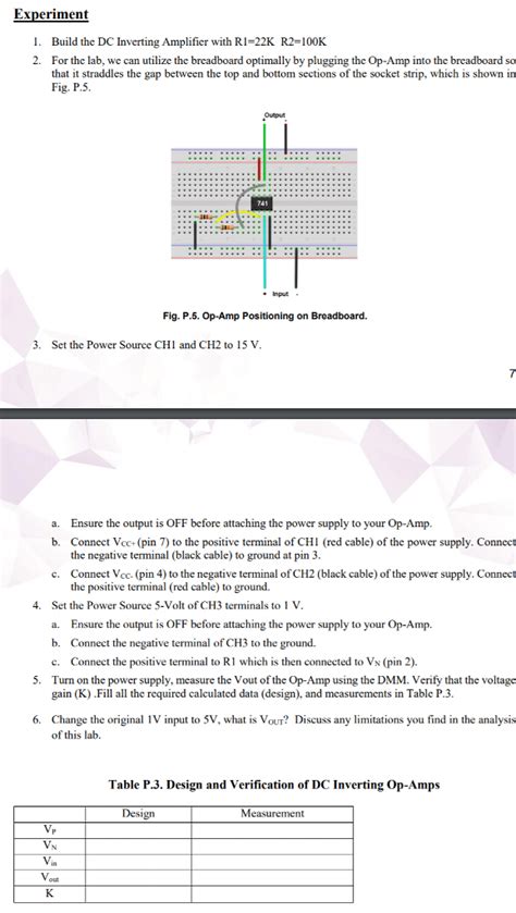 Solved Experiment I 2 Build The Dc Inverting Amplifier