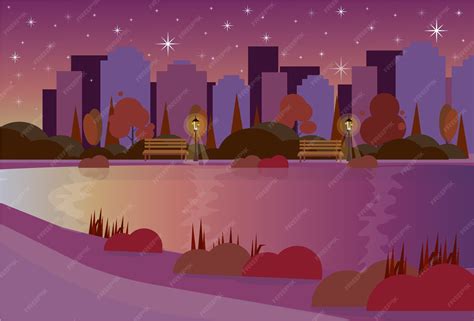 Premium Vector Night City Park