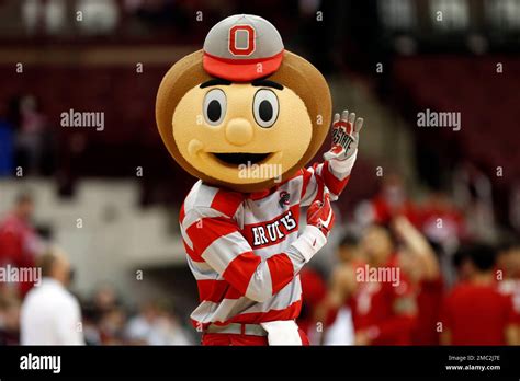 Ohio State Mascot Brutus Buckeye Is Seen During An Ncaa College