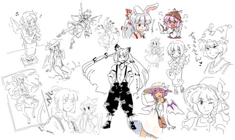 Kirisame Marisa Fujiwara No Mokou Yakumo Ran And Mystia Lorelei Touhou Drawn By Mitsumoto