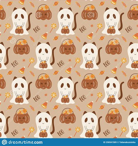 Boho Halloween Pattern Boho Halloween Spooky Ghost With Sweets