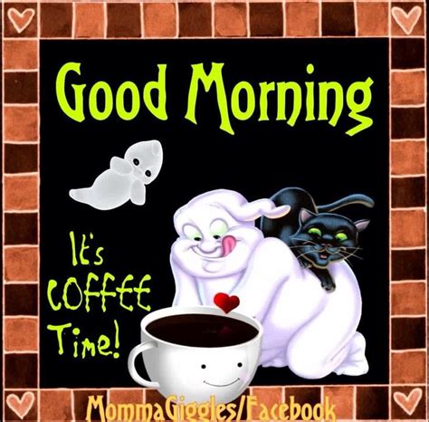 Good Morning Coffee Ghost Good Night Greetings Happy Halloween