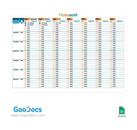 Cute Weekly Homework Planner Template