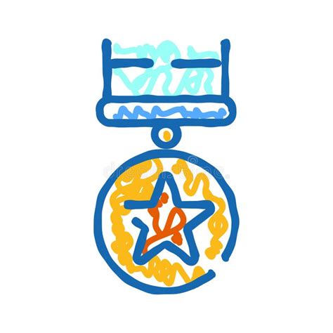 Hand Drawing Award Medal Icon Doodle Stock Vector Illustration Of