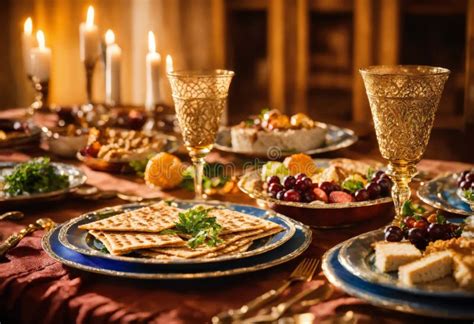 Table With Food For The Passover Holiday Stock Illustration