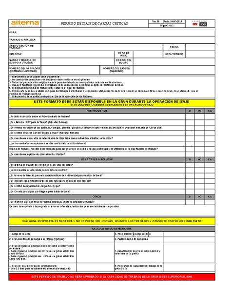 Permiso De Izaje Pdf