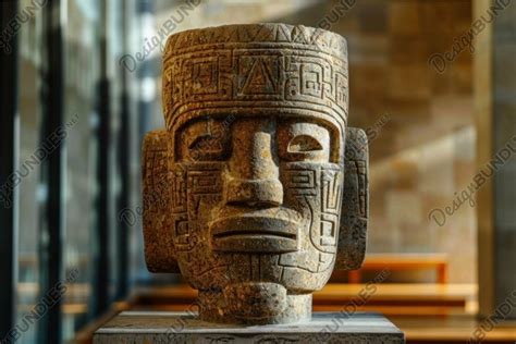 Ancient Aztec Stone Sculpture On Display