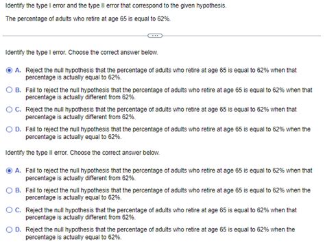 Solved Identify The Type I Error And The Type Ii Error That
