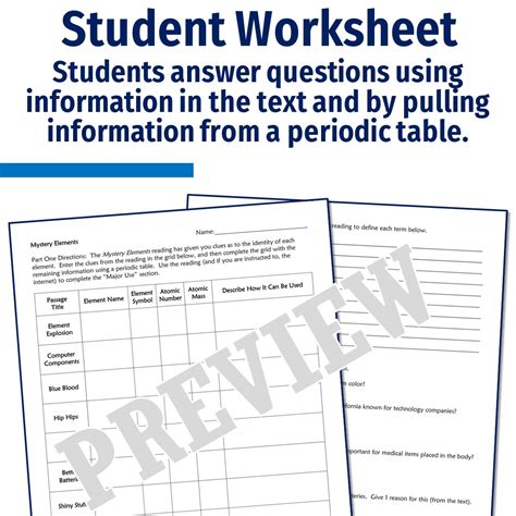 Elements Activity Mystery Elements Article And Worksheet Flying Worksheets Library