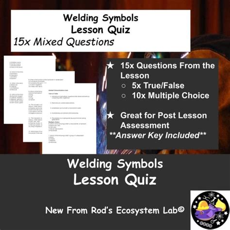 Welding Symbols Lesson Quiz Wanswer Key Editable By Rods Ecosystem Lab