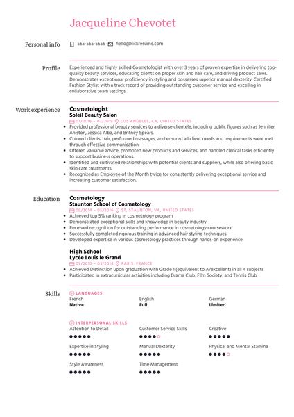 Dermatologist Resume Example Kickresume