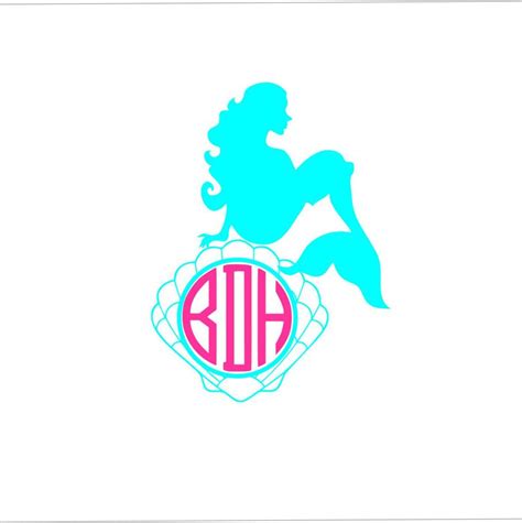 Custom Circle Monogram Mermaid And Shell Woman Decal Waterproof