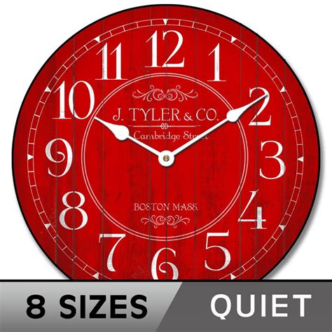 Harbor Red Wall Clock Large Wall Clock Choose From 8 Sizes Etsy