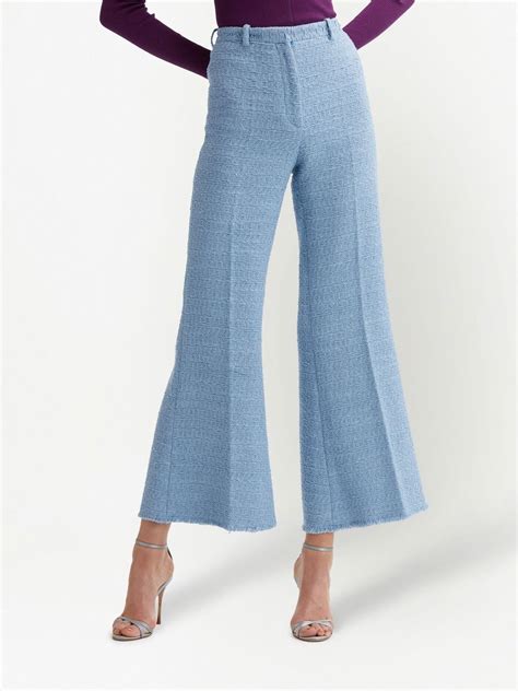Oscar De La Renta Cropped Flared Trousers Blue Farfetch