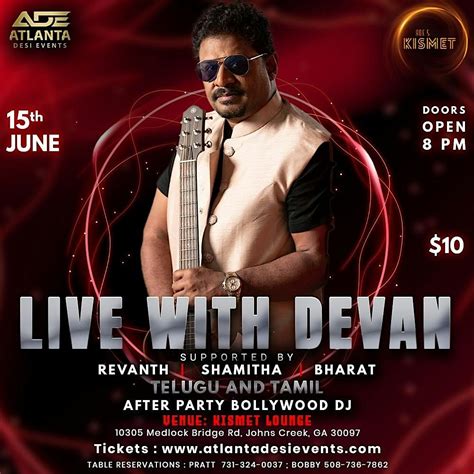 Live With Devan Ekambaram Kismet Lounge Johns Creek 15 June To 16 June