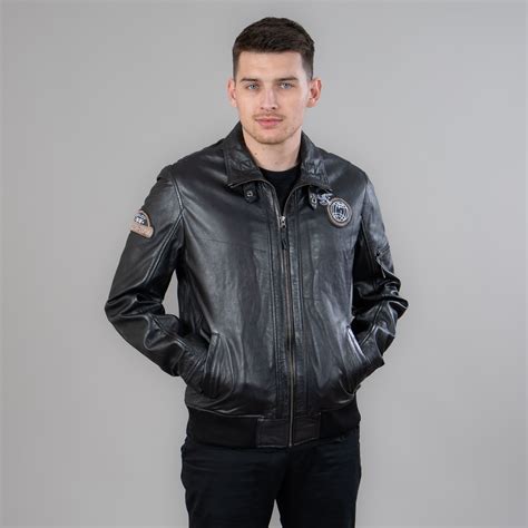 Pilot Leather Jacket In Black Color Greek Manufacturing Efurs
