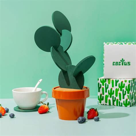 선인장 티 코스터 컵받침 세트 화분 소품 장식 집들이 선물 감도 깊은 취향 셀렉트샵 29cm
