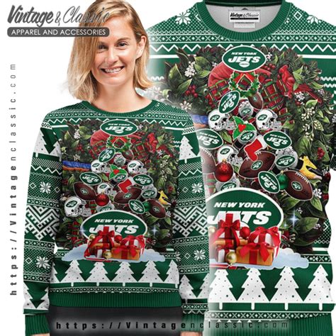 New York Jets Tree Ball Ugly Christmas Sweater Vintagenclassic Tee