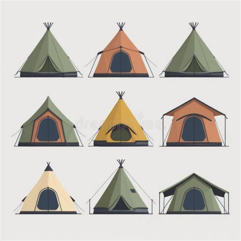Tent Icons Stylized Variations Stock Illustration Illustration Of