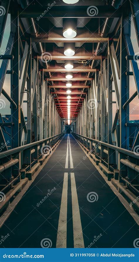 Utility Corridor Metal Pipelines For Water And Gas Underneath Stock