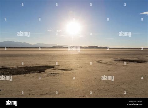 Afternoon Sun At El Mirage Dry Lake In Californias Mojave Desert Stock
