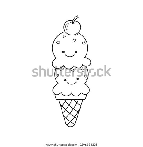 Kawaii Coloring Pages Cute Ice Cream Cone Stock Vector Royalty Free Shutterstock