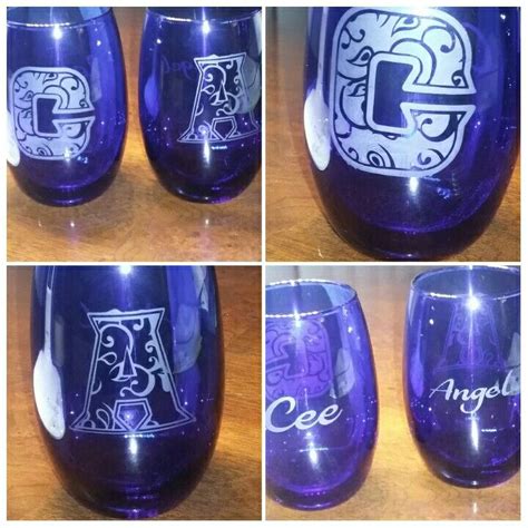 Customized Drinking Glasses Modified Paisley Alphabet Stemless Wine