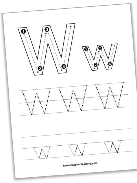 Letter W Tracing Worksheets Nature Inspired Learning