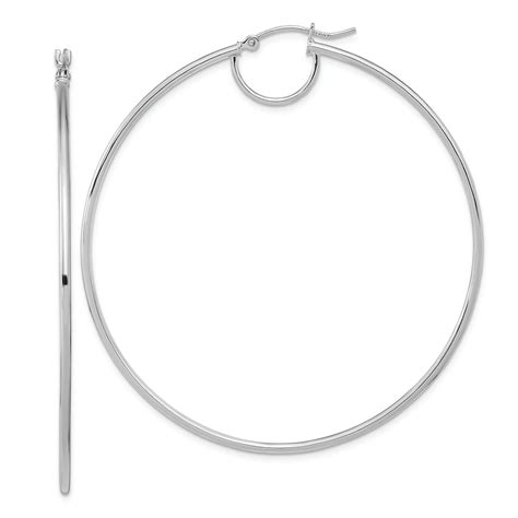 14k White Gold Polished Fancy Hoop Earrings Unclaimed Diamonds