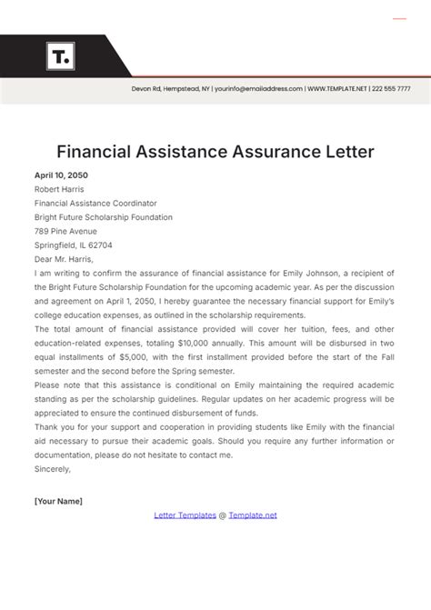 Free Assurance Letter Templates Editable And Printable