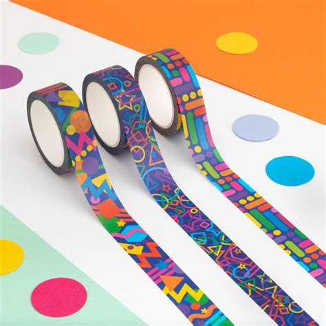 Rainbow Geometric Shapes Washi Tape Colourful Planner Tape Patterned