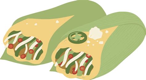 Flat Illustration Delicious Traditional Tamale With Fillings And