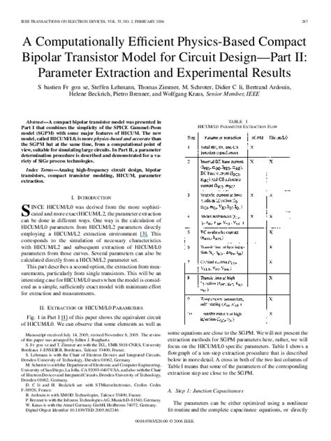 Pdf A Computationally Efficient Physics Based Compact Bipolar Transistor Model For Circuit