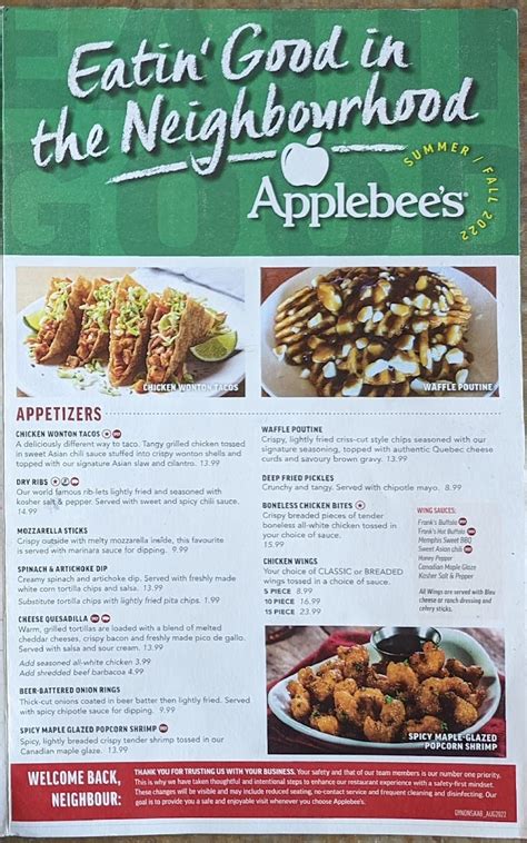 Applebees Menu Updated June 2026