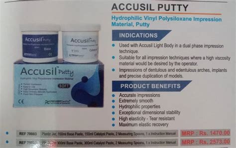 Accusil Putty Hydrophilic Vinyl Polysiloxane Impression Materialputty