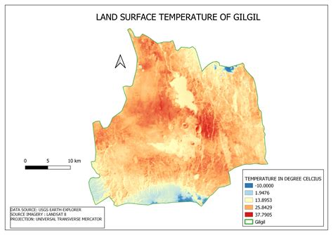 Land Surface Temperature Map For Gilgil Spatialnode