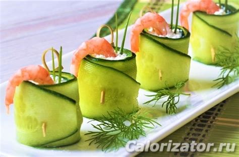 Роллы из огурцов с креветками - калорийность, состав, описание ...