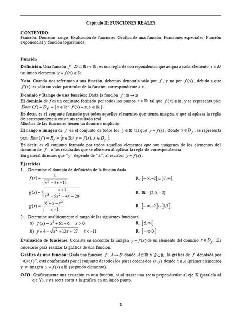 Dominio Y Rango De Funciones Matemáticas Pdf Función Matemáticas