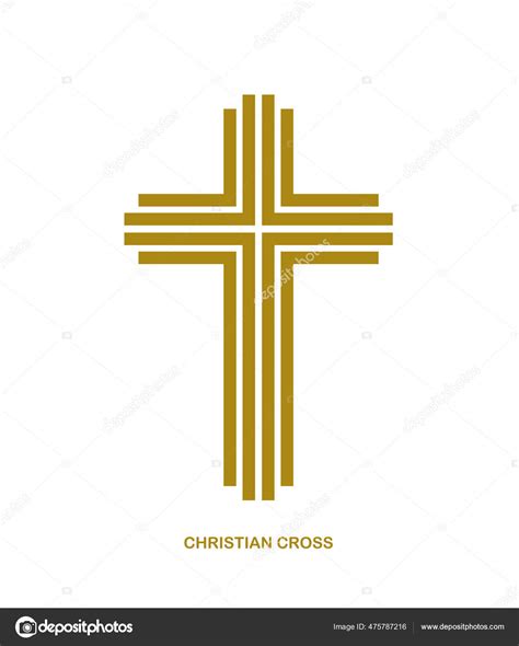 Cruz Cristiana Estilo Lineal Moderno Vector Símbolo Aislado Blanco