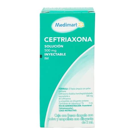 Ceftriaxona Medimart 500 Mg Solución Inyectable Im Walmart En Línea