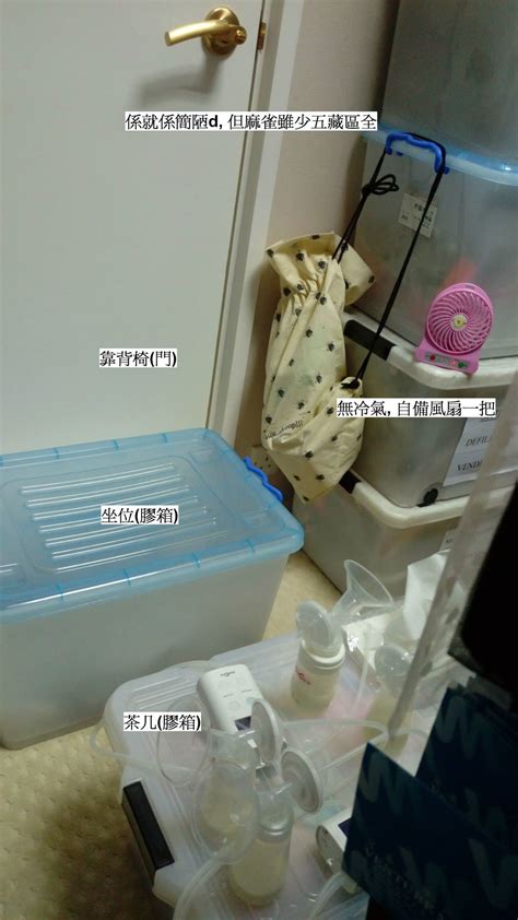 香港母乳育嬰協會 參加者：joey 地點：葵涌 公司雜物房 職業：文職 類別：最簡約集乳室 雖然有些簡陋，但麻雀雖少五臟俱全：無冷氣供應