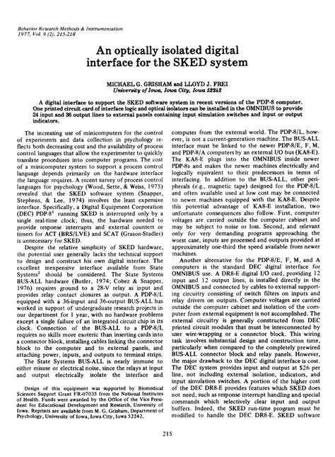 Pdf An Optically Isolated Digital Interface For The Sked System
