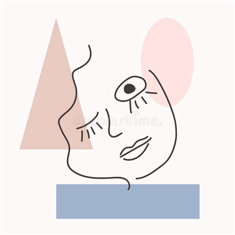 Abstract Woman Face One Line Drawing Portret Minimalistic Style Continuous Line Stock Vector
