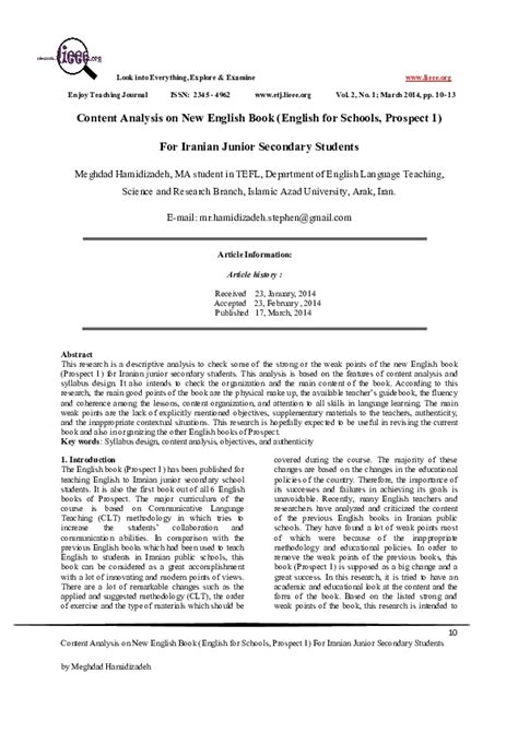 Pdf Content Analysis On New English Book