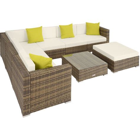 tectake Loungeset »Rattan Lounge mit Aluminiumgestell Marbella«, (8-tlg ...