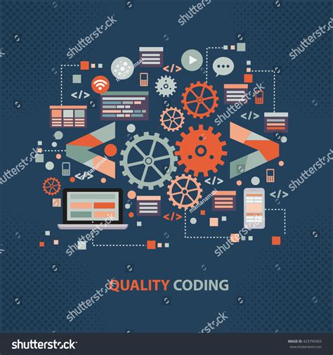 Quality Coding Concept Design On Dark 스톡 벡터 로열티 프리 423799303 Shutterstock